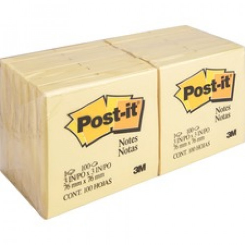 Post-it Notes, 3 in x 3 in, Canary Yellow - 100 - 3" x 3" - Square ...