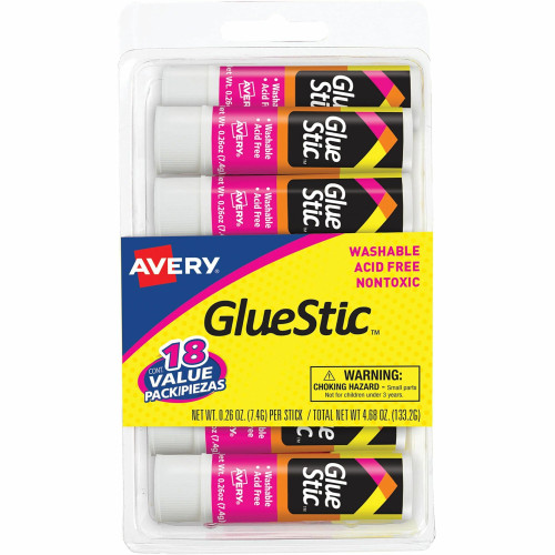 Avery® Glue Stic White, 0.26 oz., Washable, Nontoxic, Permanent ...